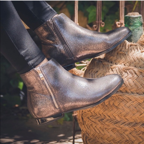 Boutique | Shoes | Shimmering Gold Flat Ankle Boots | Poshmark